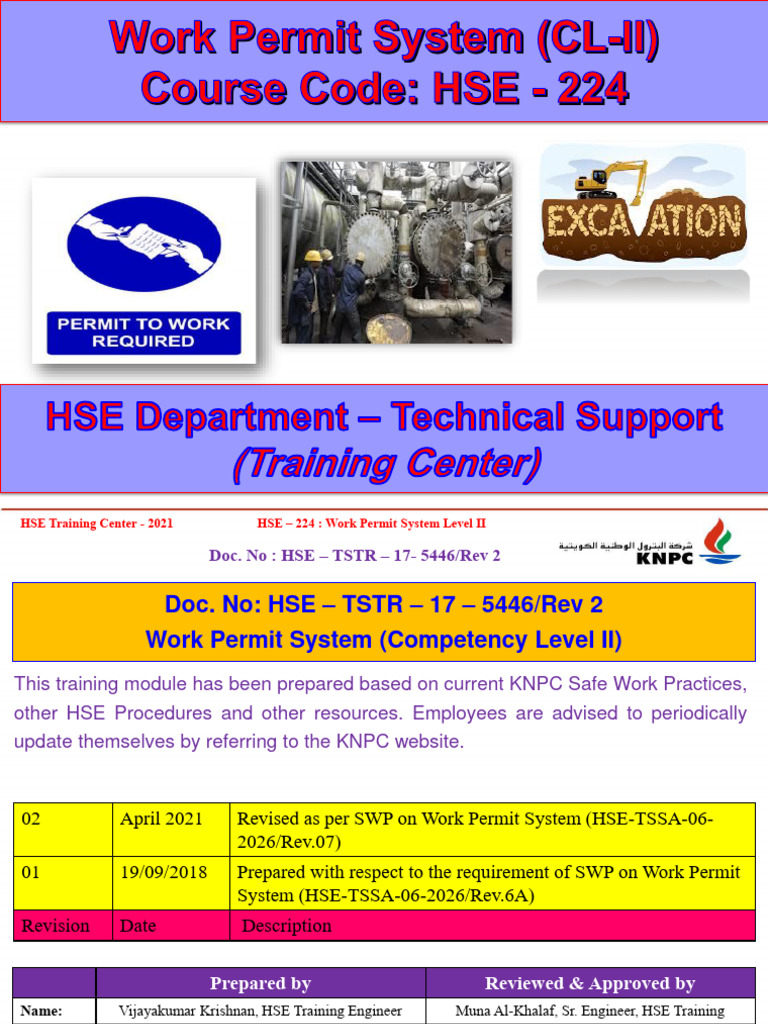 Work Permit System Level II Training | PDF | Risk | Oil Refinery