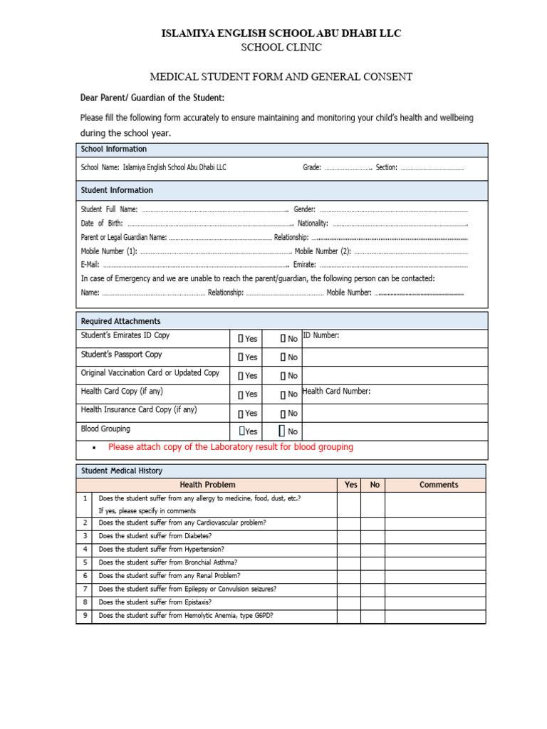 Medical Student Form and General Consent | PDF | Chemistry | Dose ...