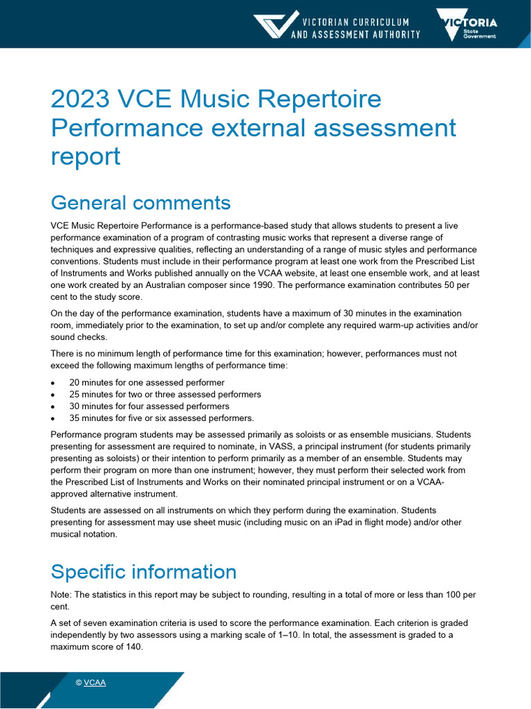 2023 VCE Music Performance Assessment Guide | PDF | Musical ...