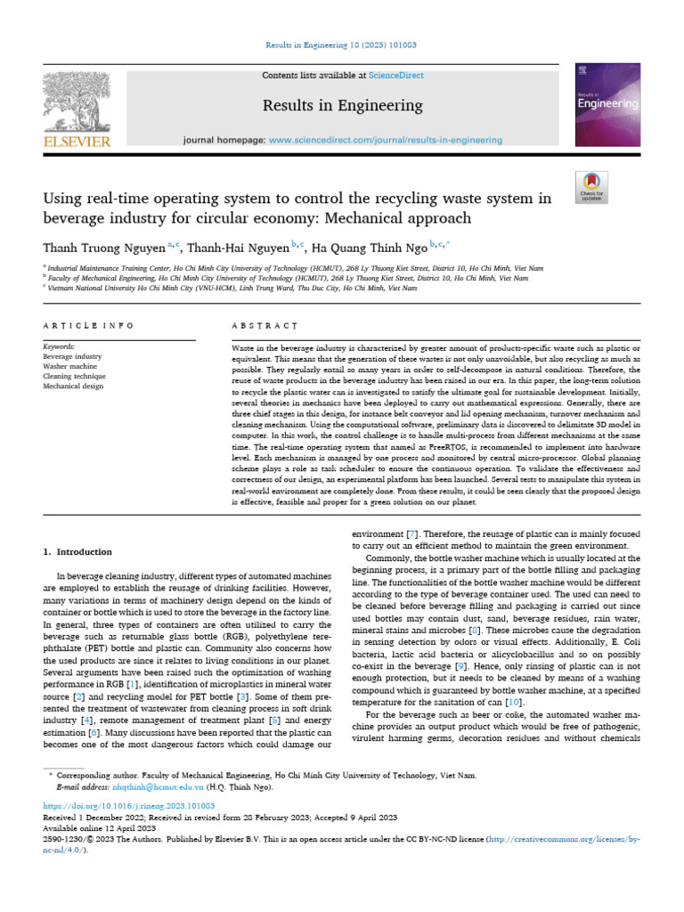 Results in Engineering: Thanh Truong Nguyen, Thanh-Hai Nguyen, Ha Quang Thinh Ngo | PDF ...