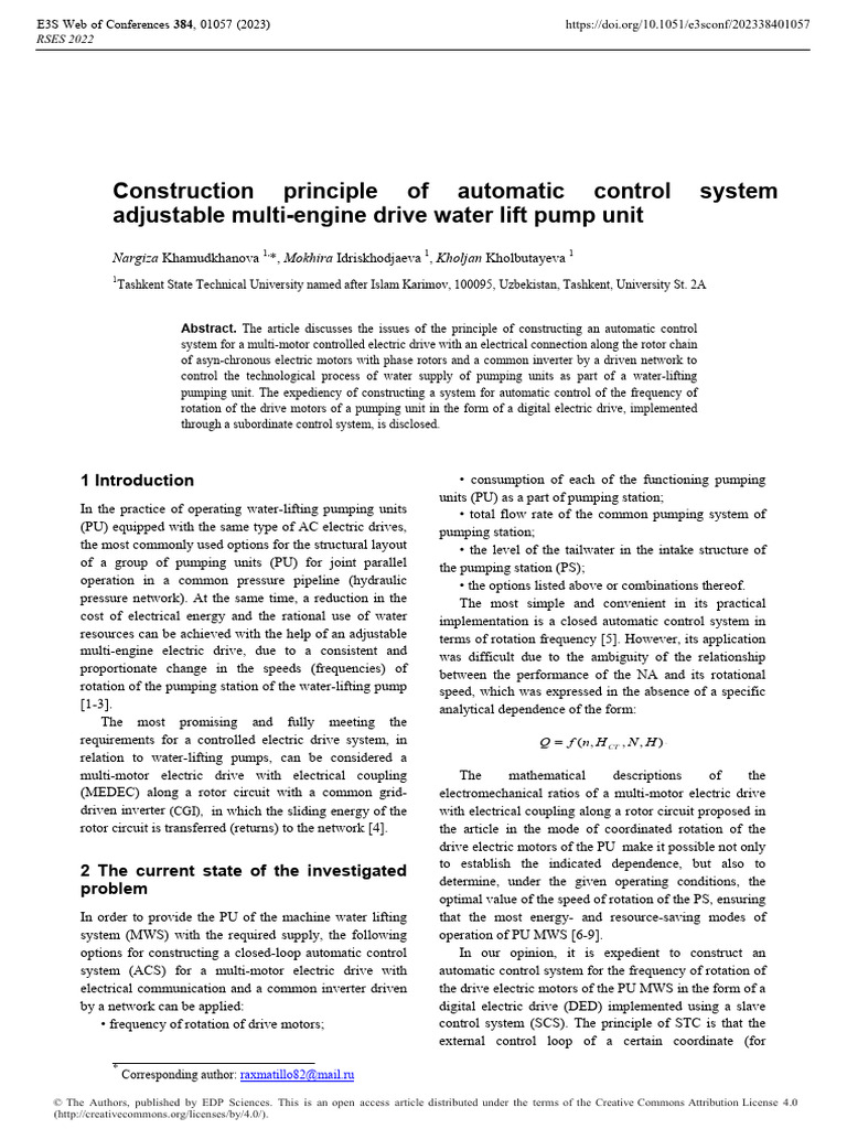 Construction Principle of Automatic Control System Adjustable Multi ...