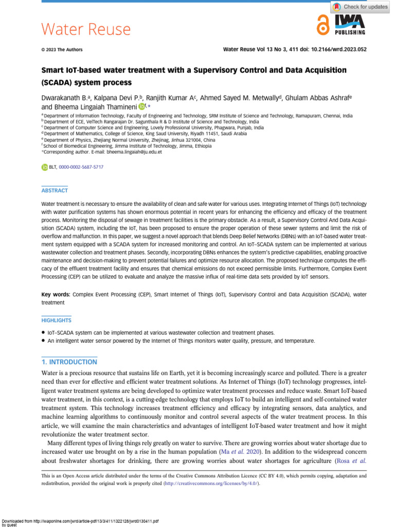 IoT-SCADA Integration for Water Treatment | PDF | Internet Of Things ...