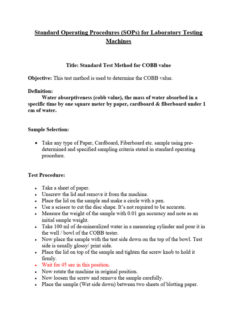 Sop - Cobb Test | PDF