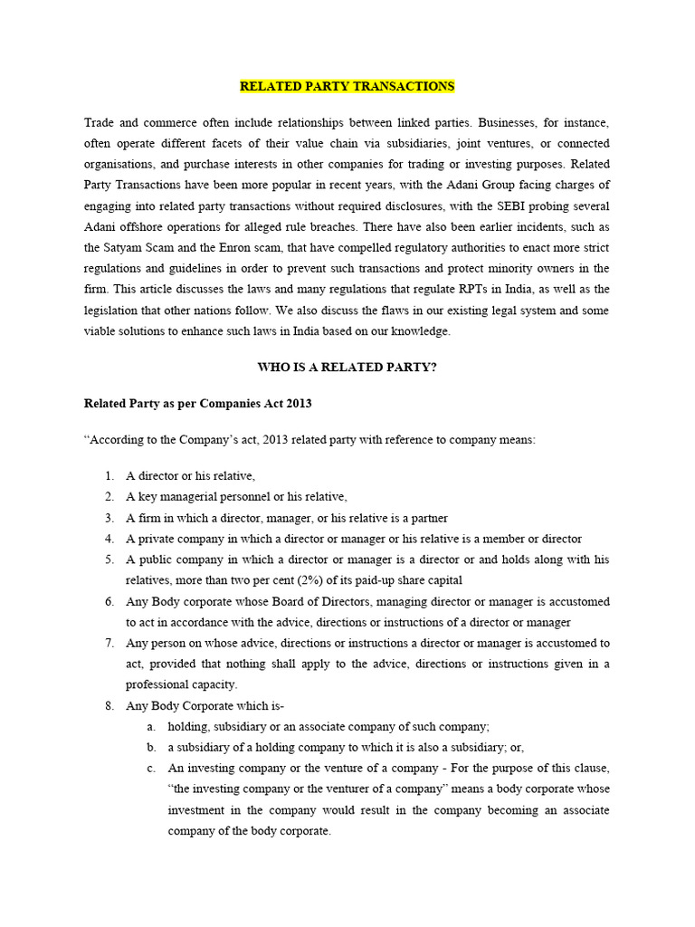 Related Party Transactions | PDF | Joint Venture | Underwriting