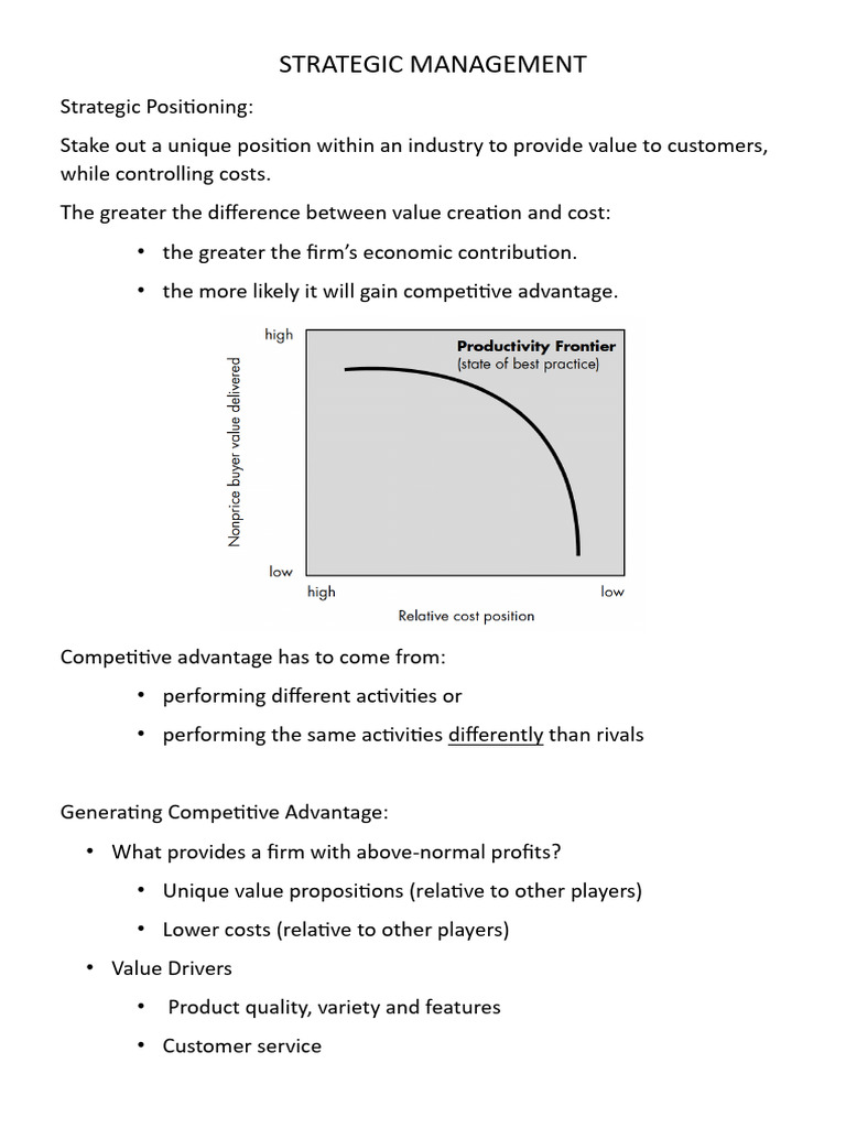 Strategic Management - Pre Mid Notes | PDF | Competitive Advantage ...