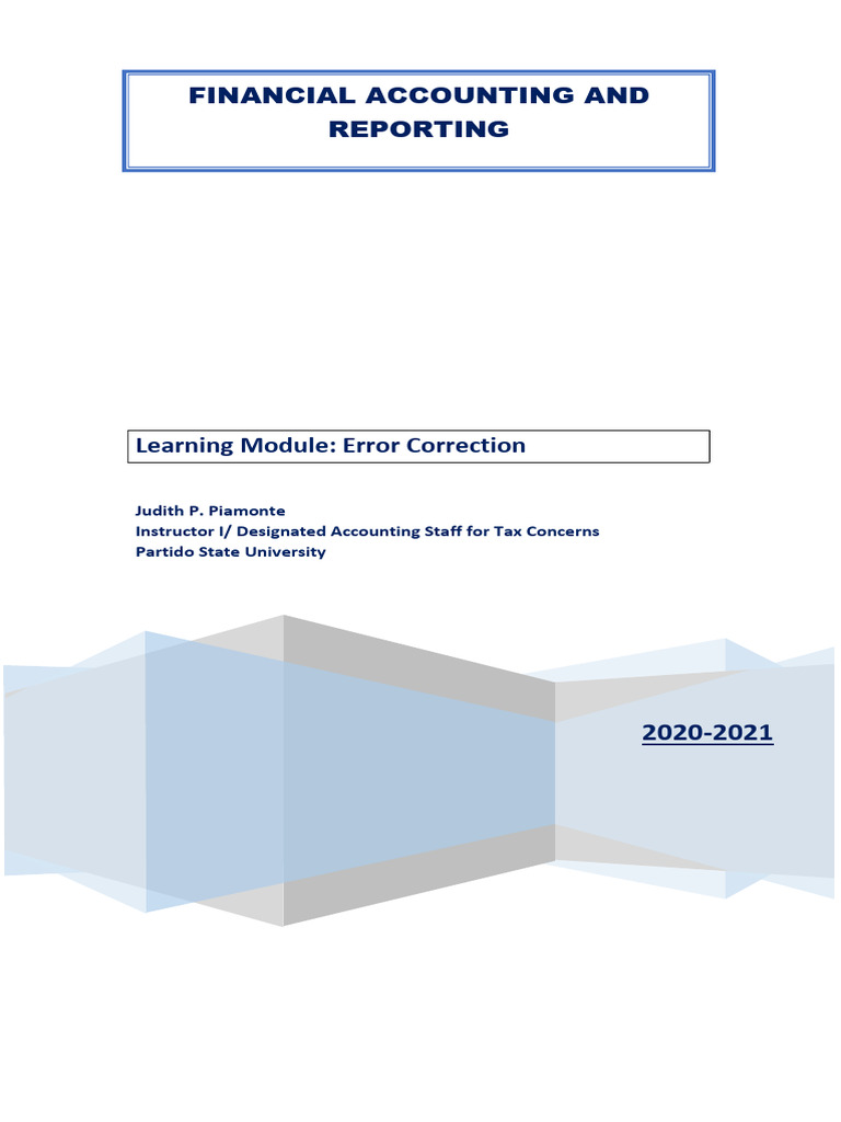 Module 18 - Error Correction | PDF | Income Statement | Expense
