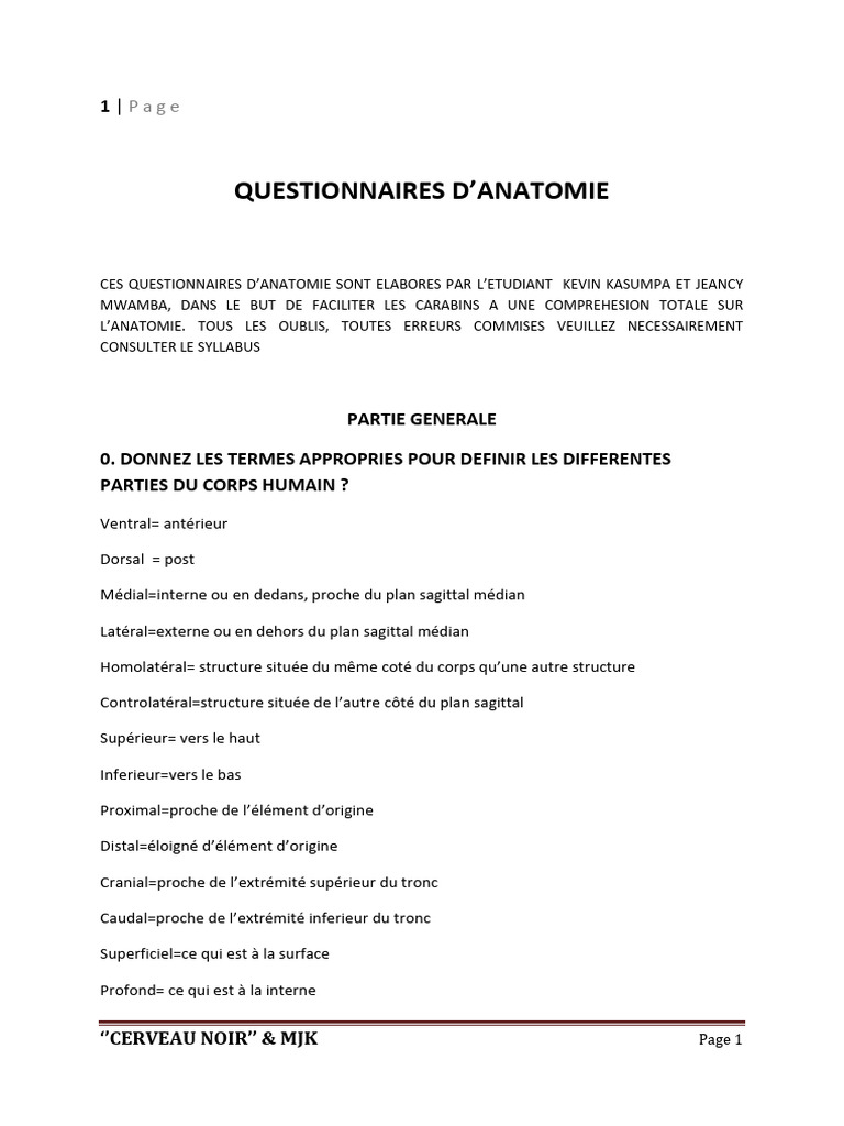 Anatomie : Terminologie et Articulations | PDF | Vertèbre | Aorte