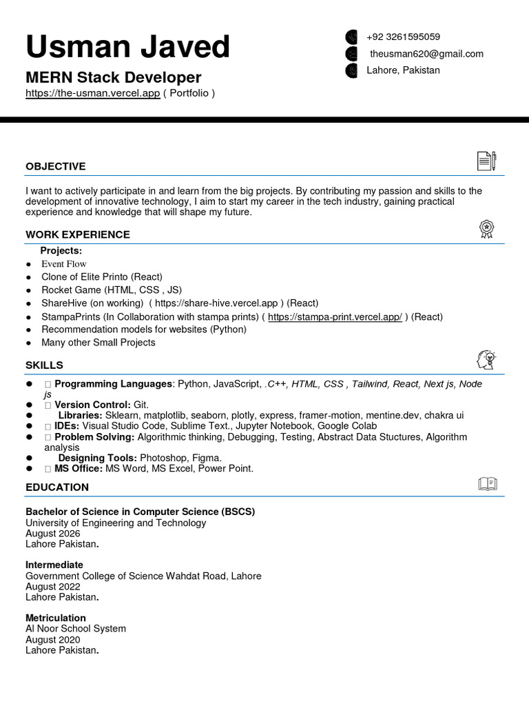 Usman CV - Web | PDF