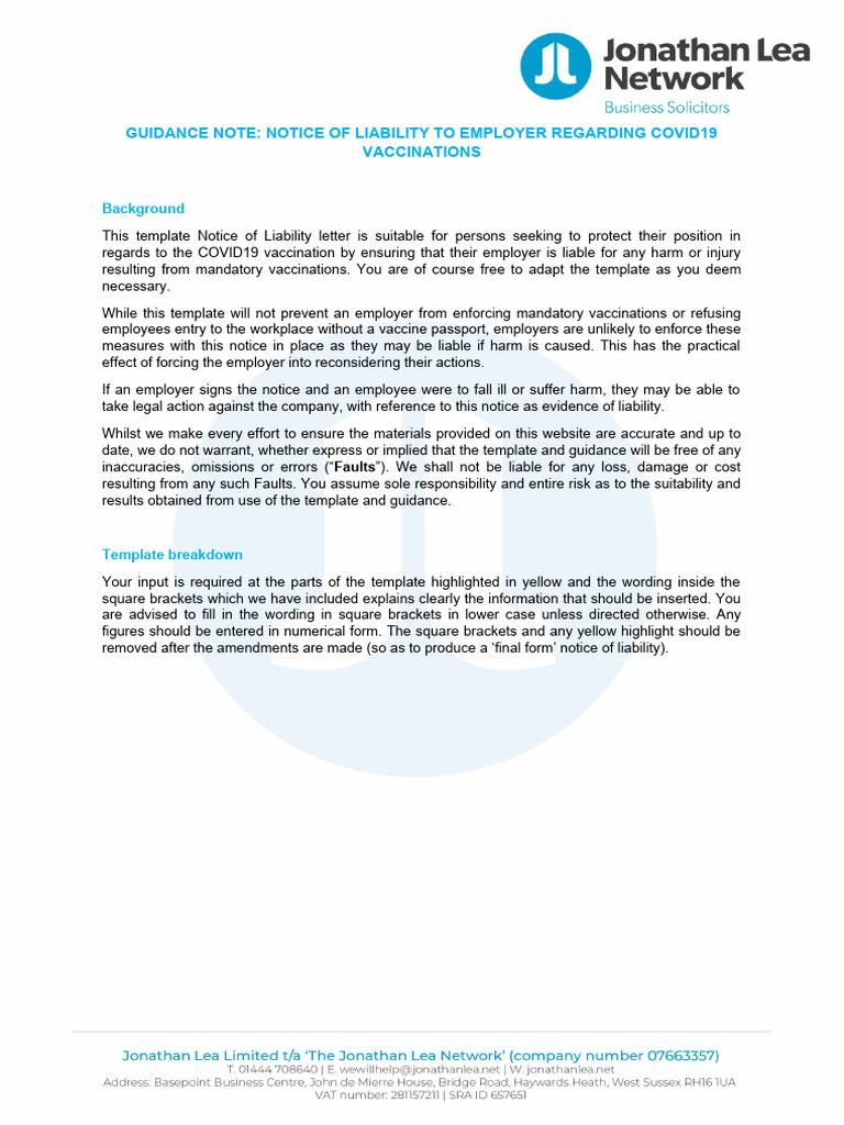 Template Guidance Notes To Notice of Liability Bvrody | PDF | Career ...