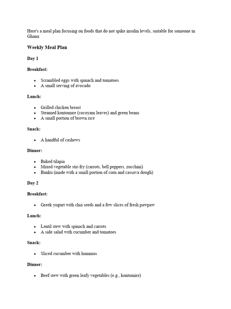 meal plan ghana | PDF | Lunch | Salad