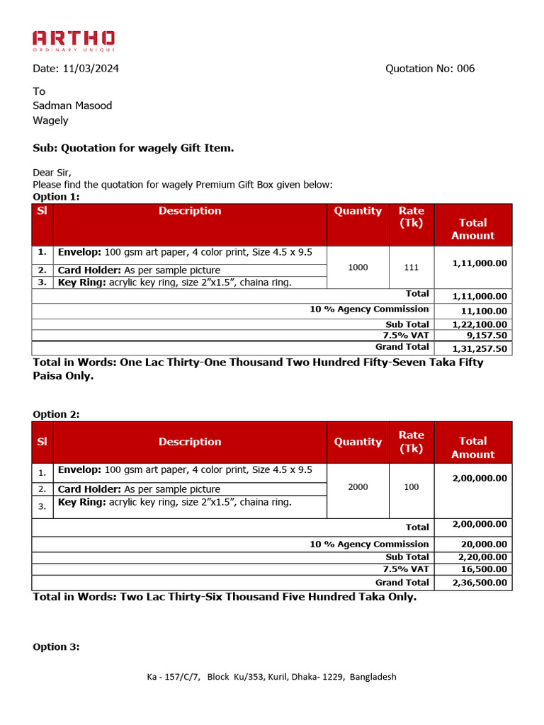 Quotation - 17 - For Wagely Premium Gift Box 01 | PDF | Public Finance ...
