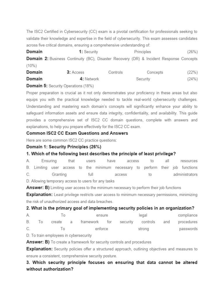 The ISC2 Certified in Cybersecurity | PDF | Information Security | Security
