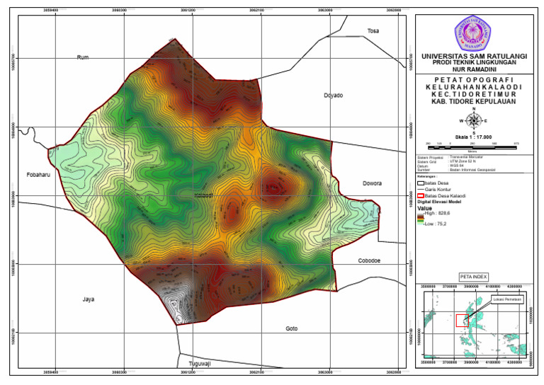 Peta Topografi Desa Kalaodi PDF | PDF | Kartografi | Teknologi Geografis