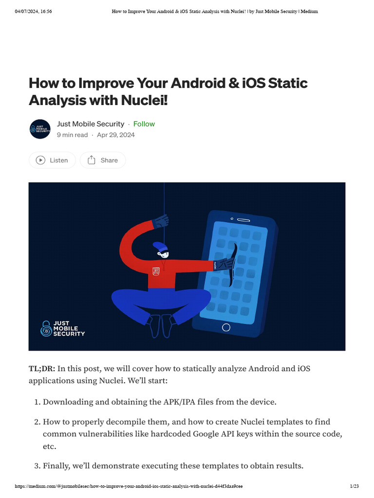 How To Improve Your Android & IOS Static Analysis With Nuclei! - by Just Mobile Security ...