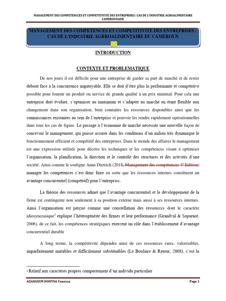 Projet de These AZANGUIM | PDF | Innovation | Business