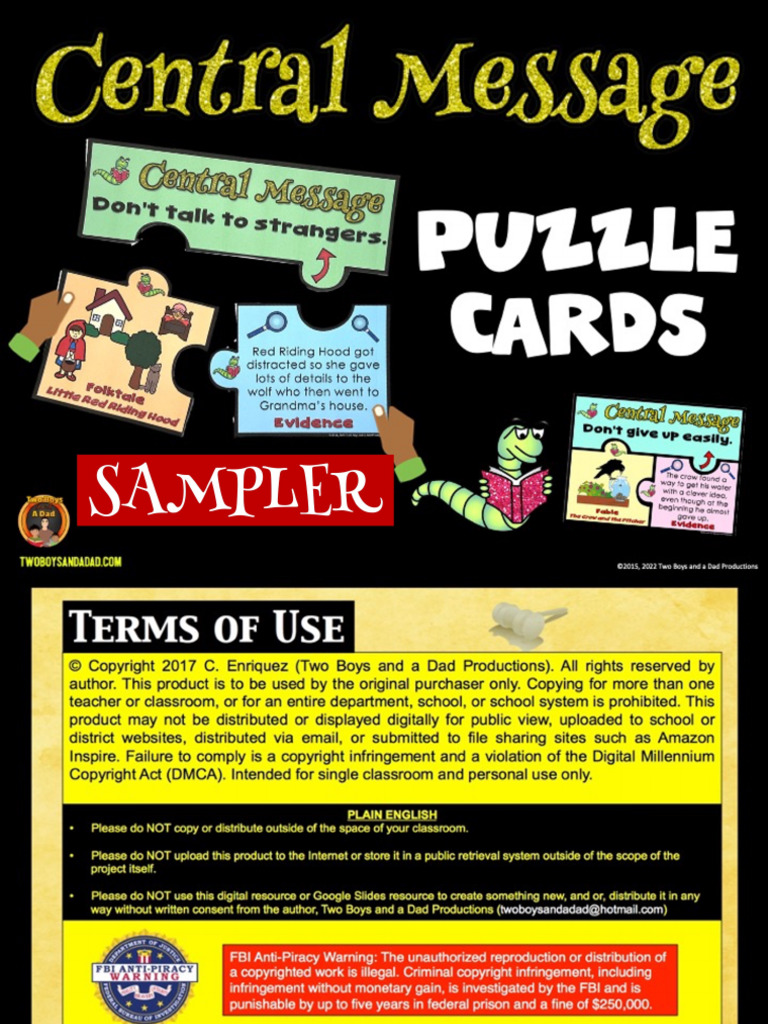 Central Message Puzzle Cards Guide | PDF | Computers