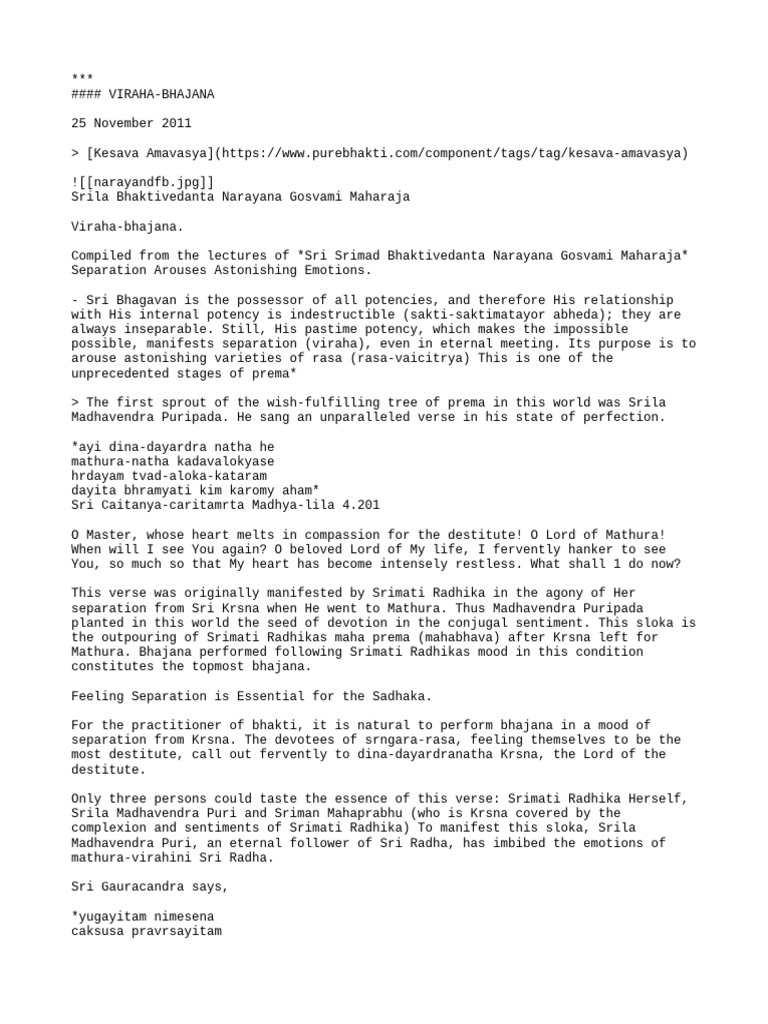 25 Nov-Viraha-Bhajana | PDF | Krishna | Hinduism