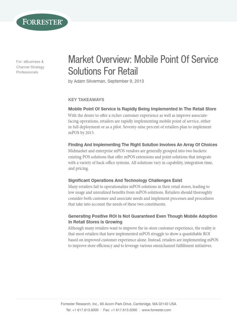 Forrester Research On Mobile POS | PDF | Point Of Sale | Mobile App