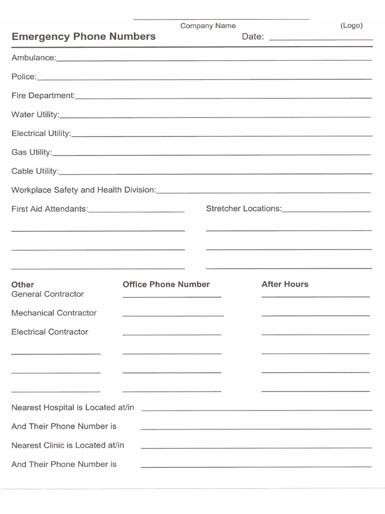 Emergency Phone Numbers | PDF