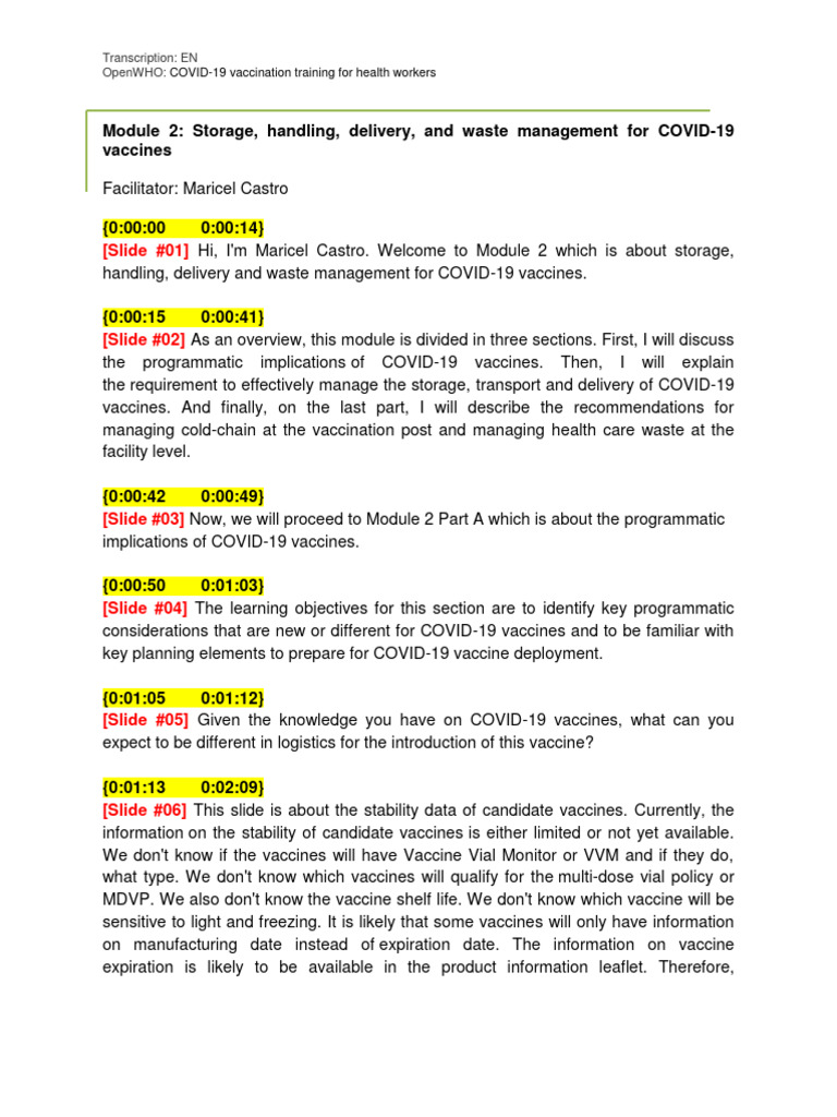 Transcript WHO MOOC COVID-19 Vaccination Training For Health Workers ...