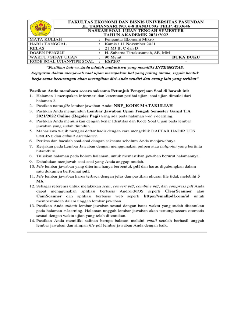 Uts Fix Pe Mikro Pa Subarna | PDF