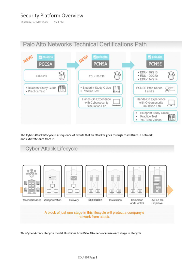 Palo Alto EDU-110 | PDF | Security | Computer Security