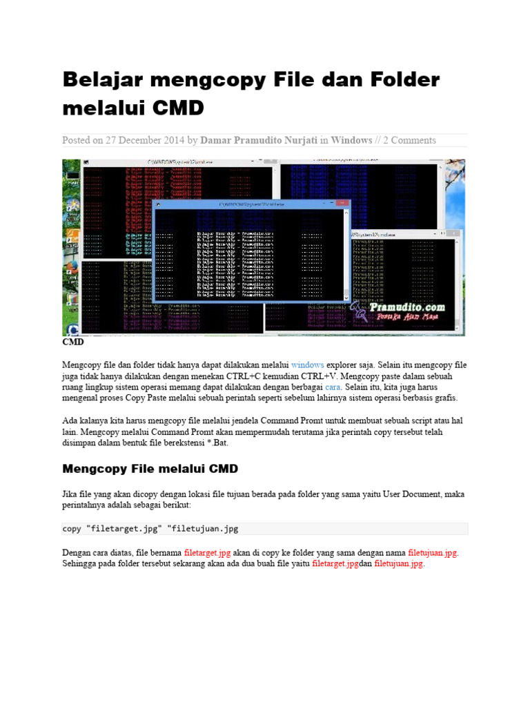 Belajar Mengcopy File Dan Folder Melalui CMD | PDF | Komputer