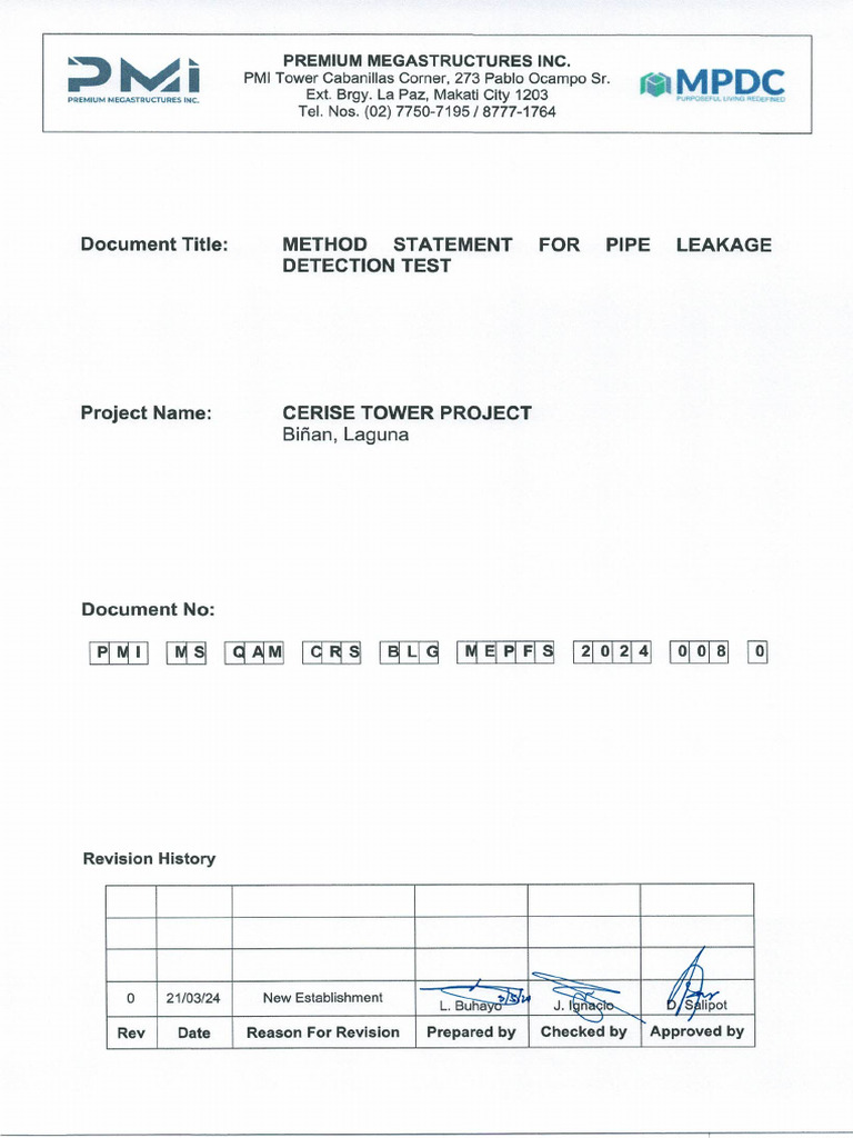 PMI-MS-QAM-CRS-BLG-MEPFS-2024-008-0 - Pipe Leak Test | PDF | Quality ...