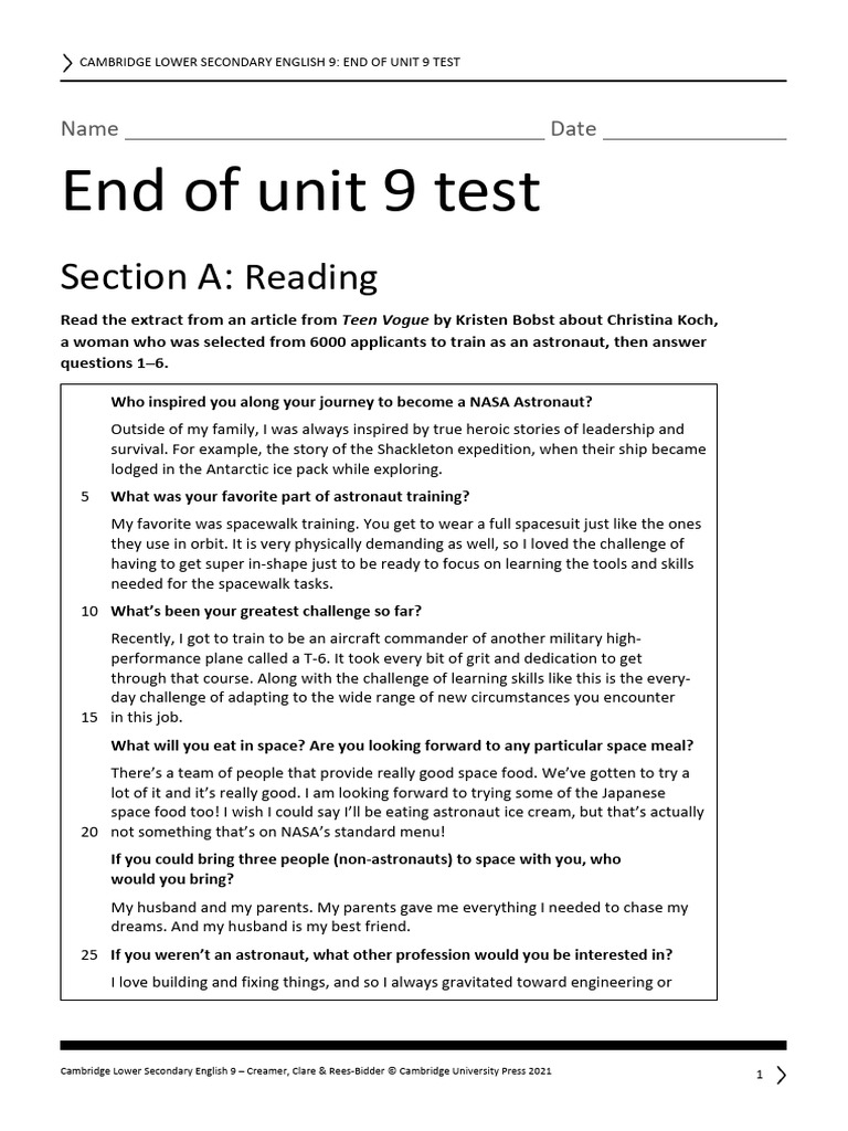 LS English 9 Unit 9 Test | PDF | Space Programs | Flight