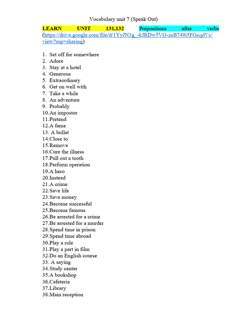 Vocabulary Unit 7 | PDF | Language Arts & Discipline | Young Adult