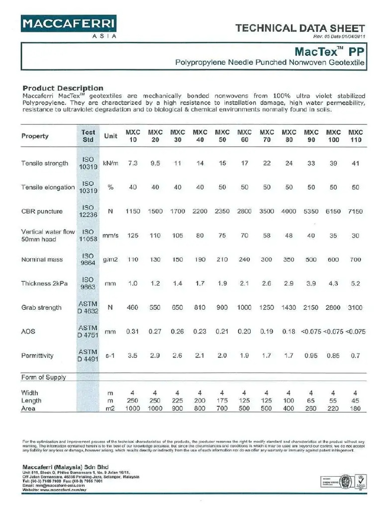 Maccaferri Geotextile Technical Data _ PDF_ | PDF