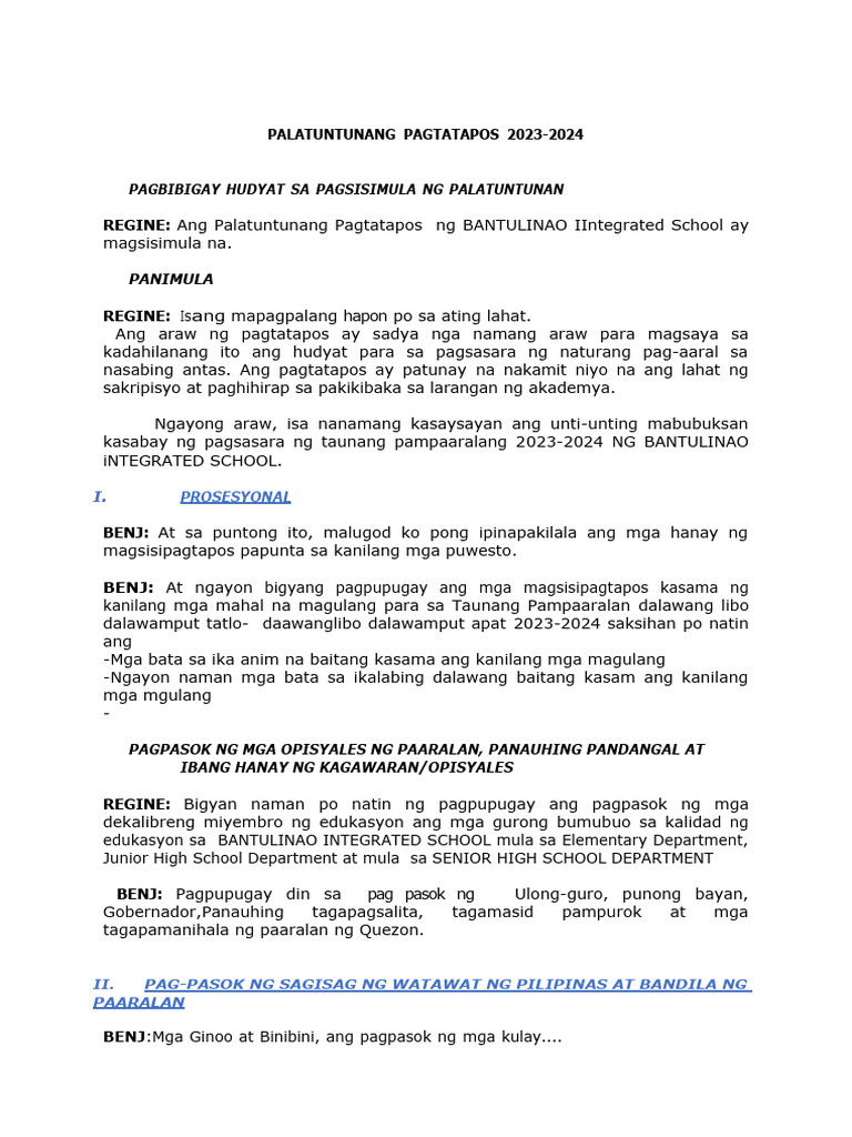 Script For Graduation (Emcee) | PDF