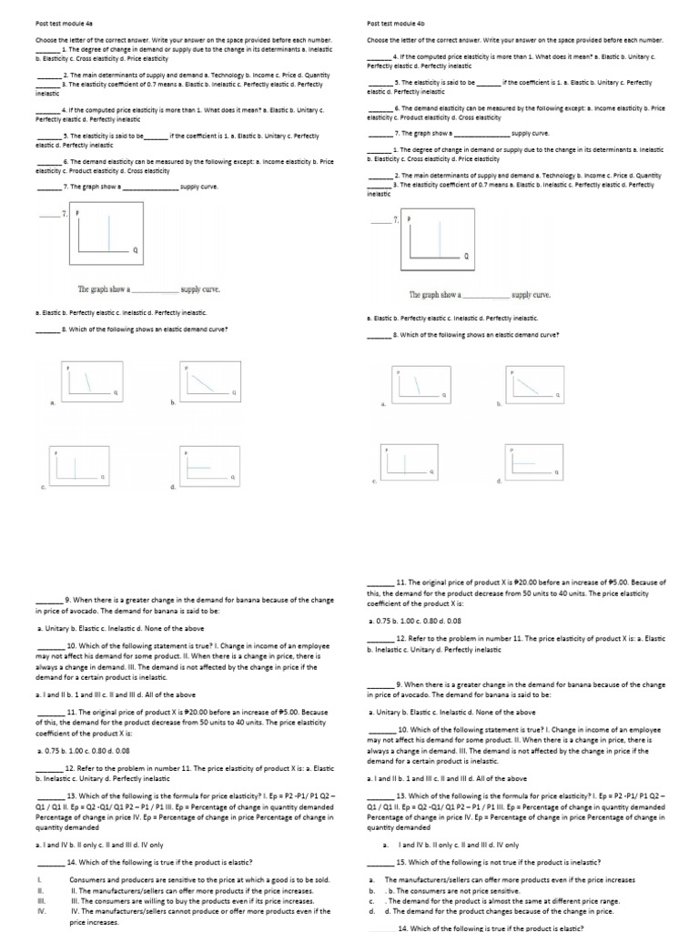 Pretest Module 4 App. Eco | PDF | Price Elasticity Of Demand ...
