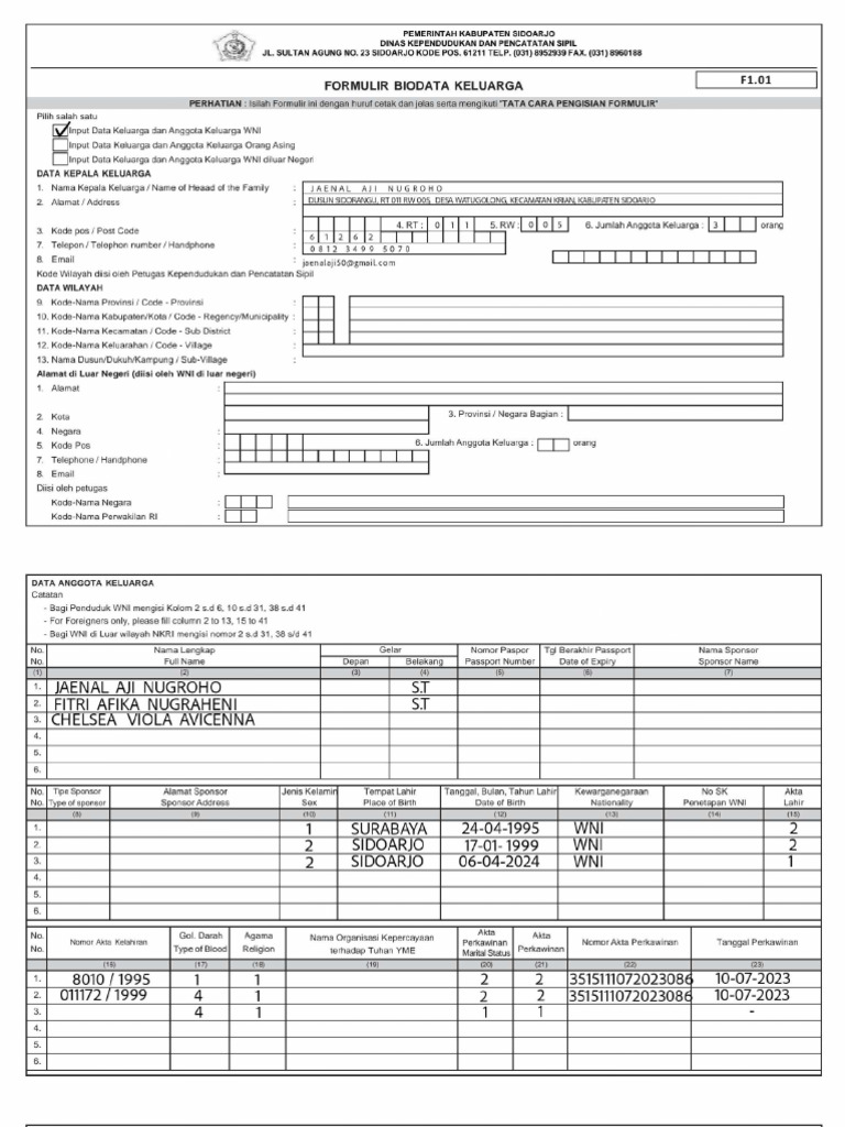 F1.01 Formulir Biodata - Compressed | PDF