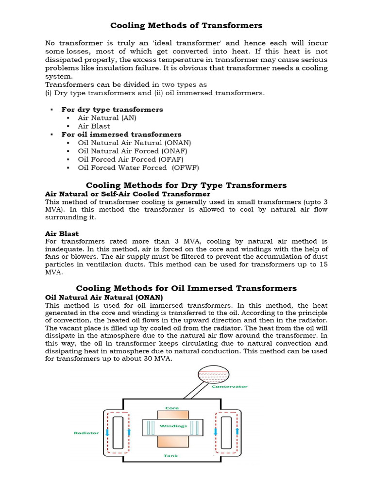 Cooling Methods Of Transformer Pdf Transformer Radiator