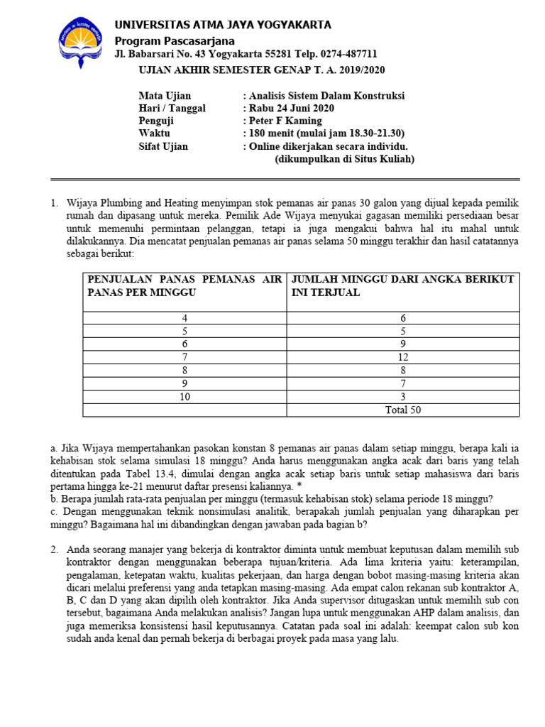 UAS ASDK 2020 Soal | PDF