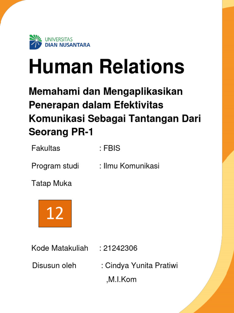 Modul Human Relations Pertemuan 12. | PDF