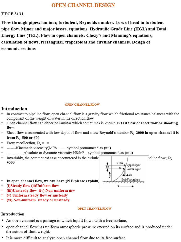 Dip - OPEN CHANNEL DESIGN - 2 | PDF | Fluid Dynamics | Reynolds Number