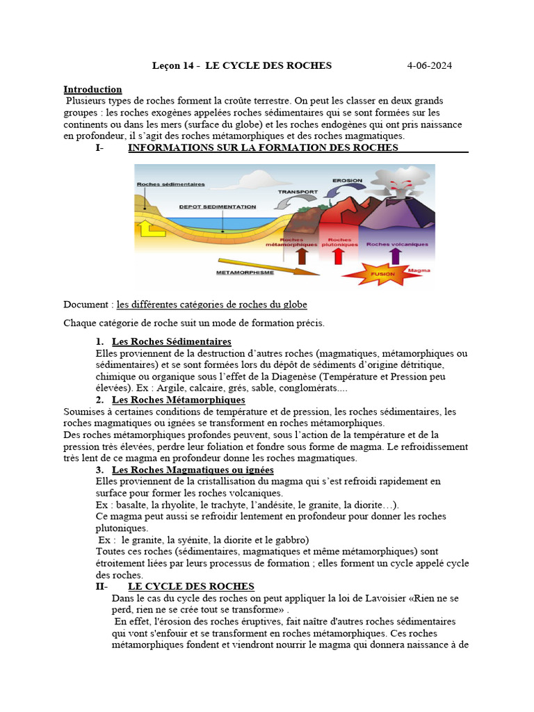 Le Cycle des Roches et leurs Types | PDF | Roche magmatique | Roche ...
