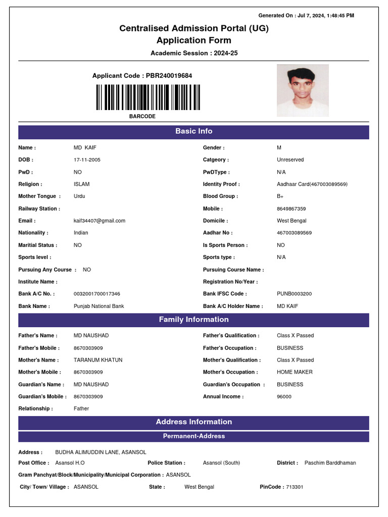 MD KAIF-Application | PDF