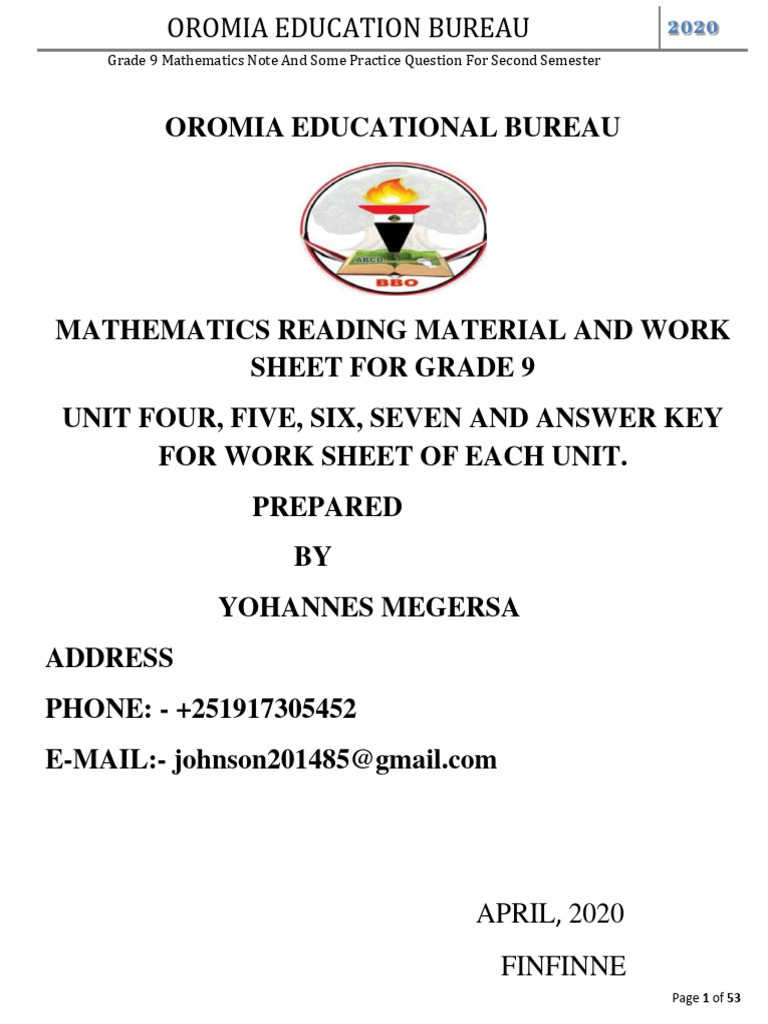 Mathematics - Grade 9 - Short Notes With Questions | PDF | Function ...