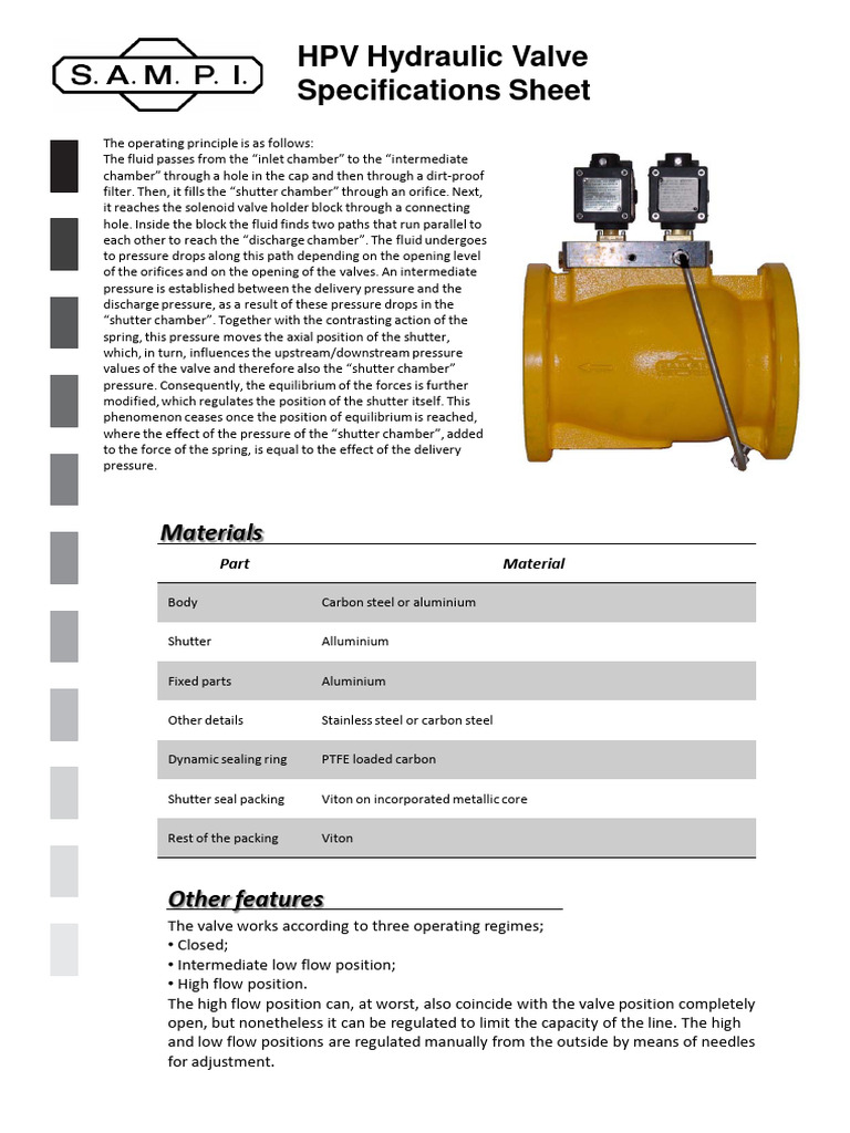 HPV Spec Sheet (Eng) | PDF | Valve | Viscosity
