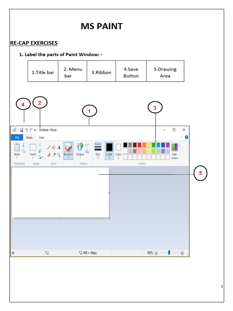 MS Paint Tool and Window Guide | PDF | Shape | Area