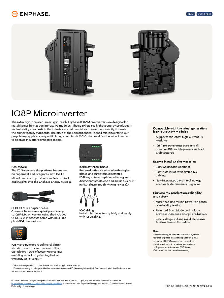 Enphase IQ 8P | PDF | Electronic Engineering | Electronics