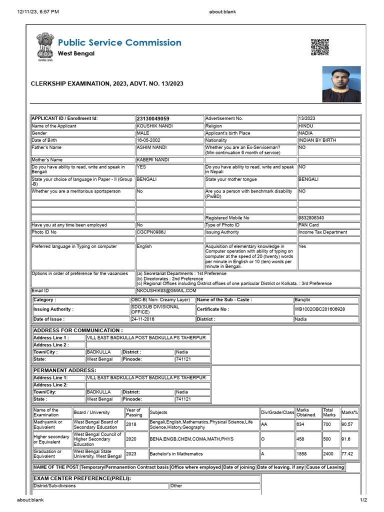 WBPSC Clarkship | PDF