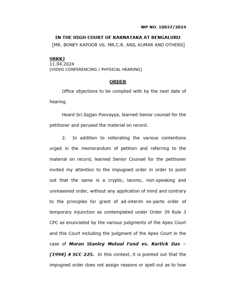 Order WP 10837 2024 11.04.2024 | PDF | Injunction | Justice