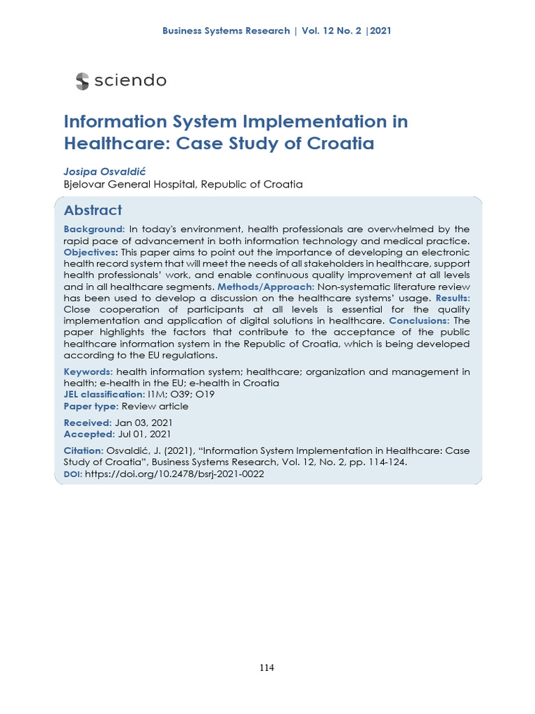 Information System Implementation in Healthcare Ca | PDF | Electronic ...