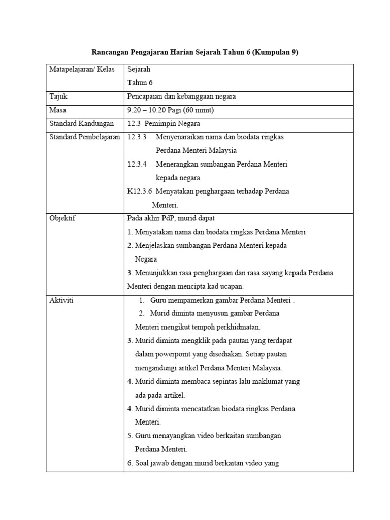 RPH Kumpulan 9 | PDF