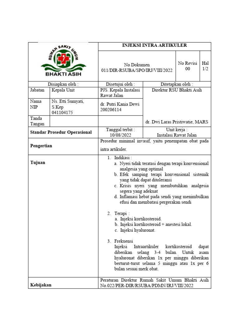 Injeksi Intra Artikular | PDF