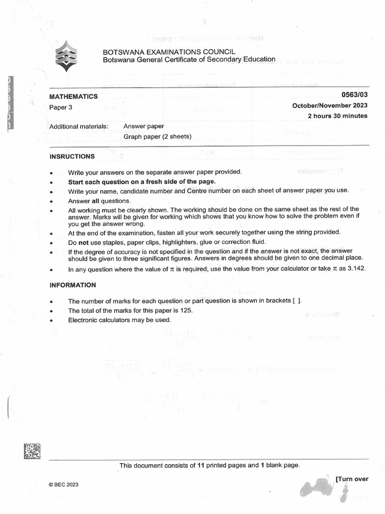 Paper 3 - Bgcse - 2025 | PDF